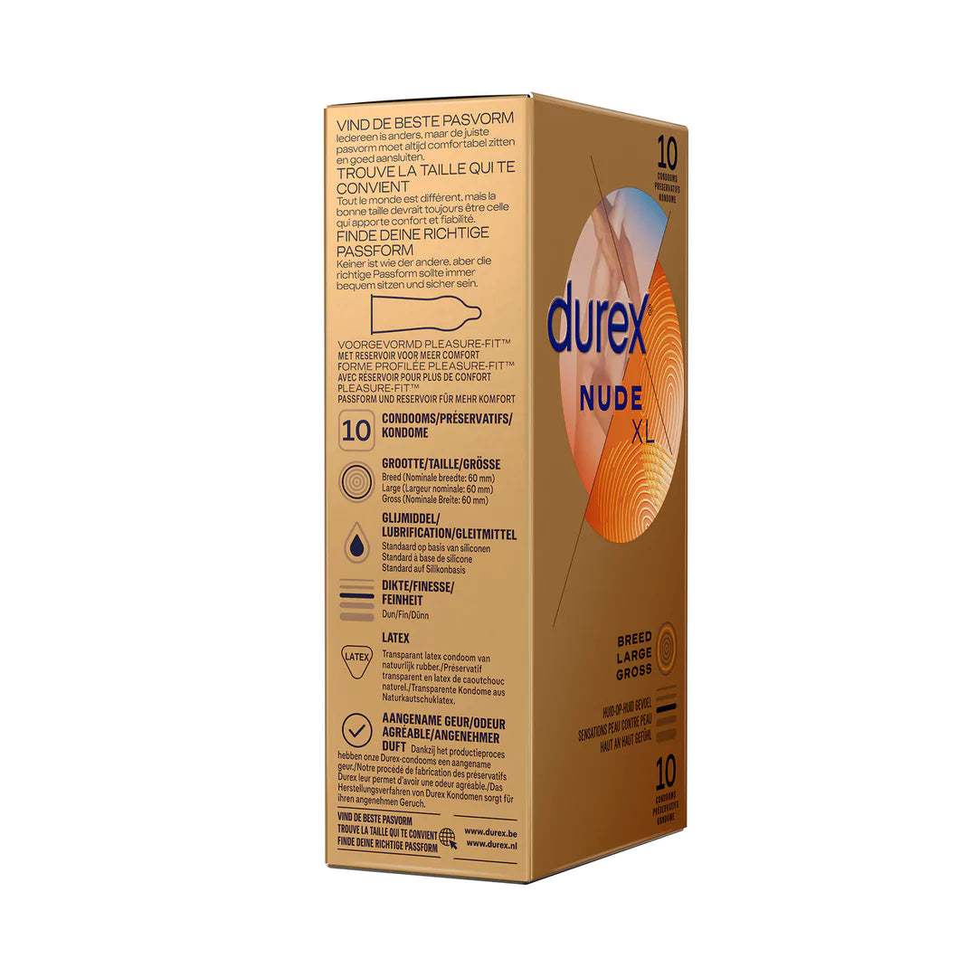 Condones Durex Nude XL Caja de 10 ️WorldCondoms